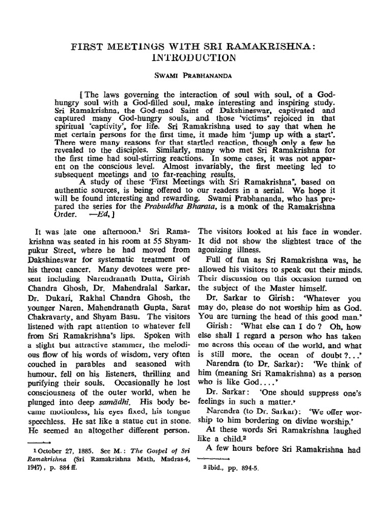 First Meetings of Sri Ramakrishna | PDF