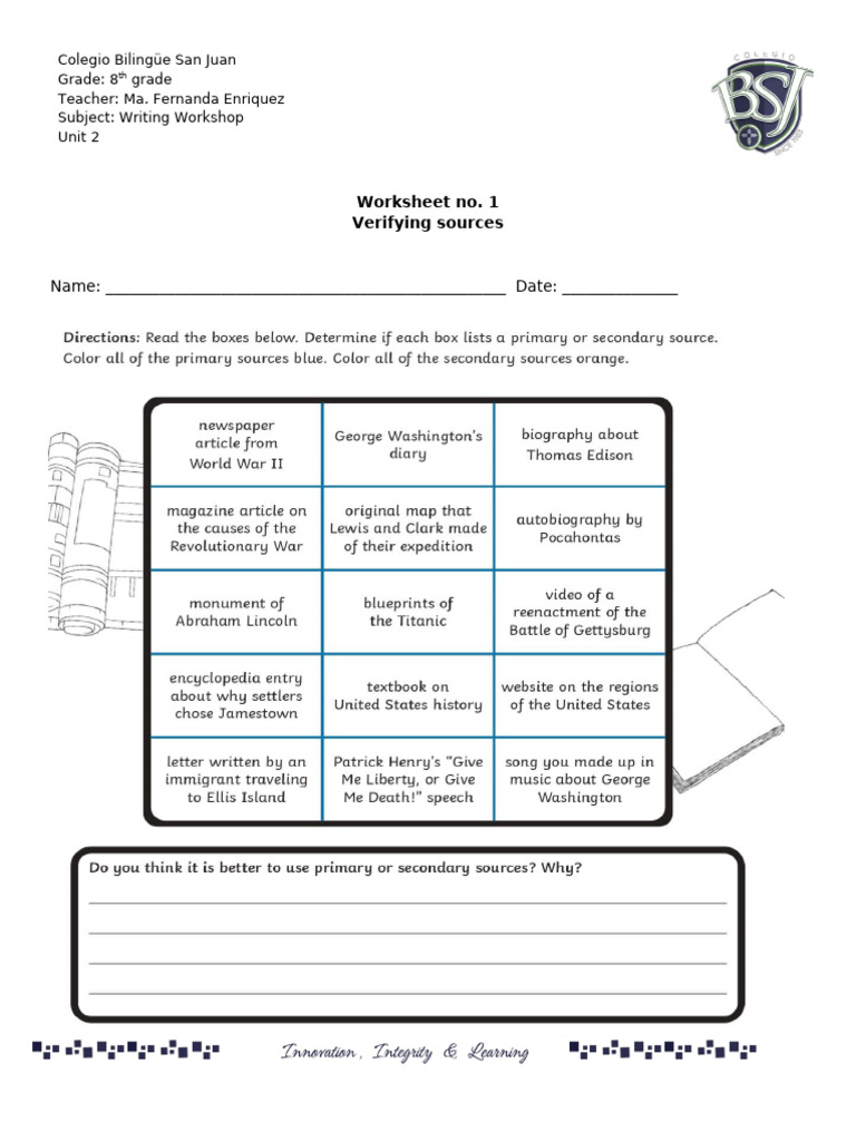 WORKSHEET 1 8th Grade Unit 2 | PDF