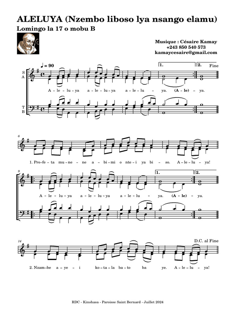 ALELUYA (Nzembo Liboso Lya Nsango Elamu) 17ème Dimanche TO Année B | PDF