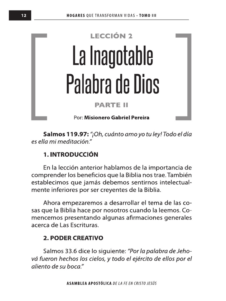 Leccion 2 La Inagotable Palabra de Dios Parte 2 | PDF