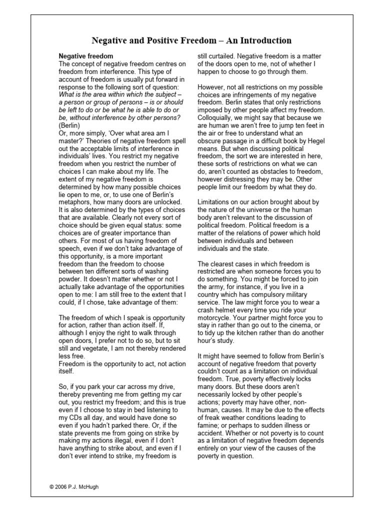 Negative Positive Freedom | PDF