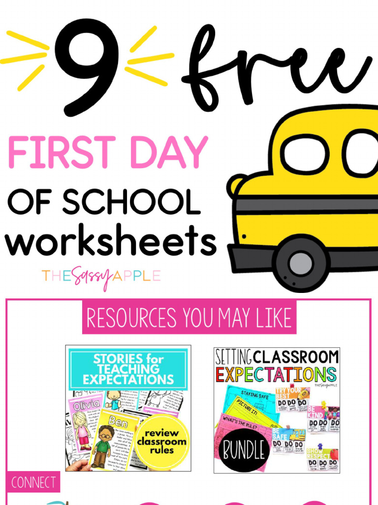 9 FREE First Day of School Worksheets | PDF