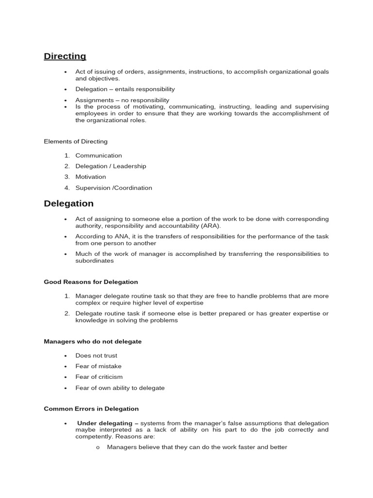 Directing 2 ... Delegation | PDF