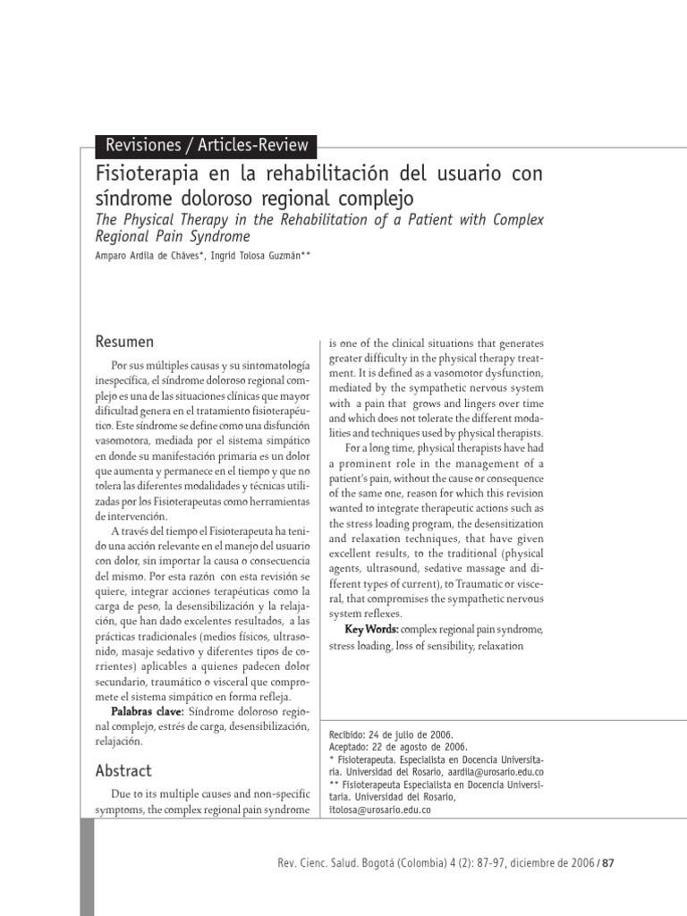 Fisioterapia en La Rehabilitación Del Usuario Con SDRC | PDF