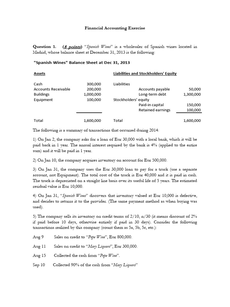 Mock Financial Accounting Exercise | PDF