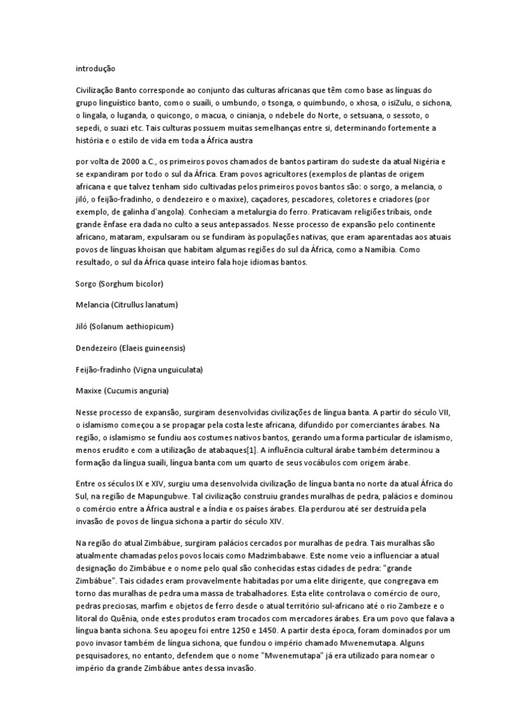 Civilização Banto e suas influências | PDF | África | Escravidão