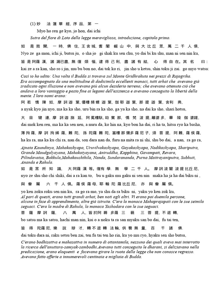 Sutra Del Loto Accoppiato Prima MetÃ Shakumon | PDF