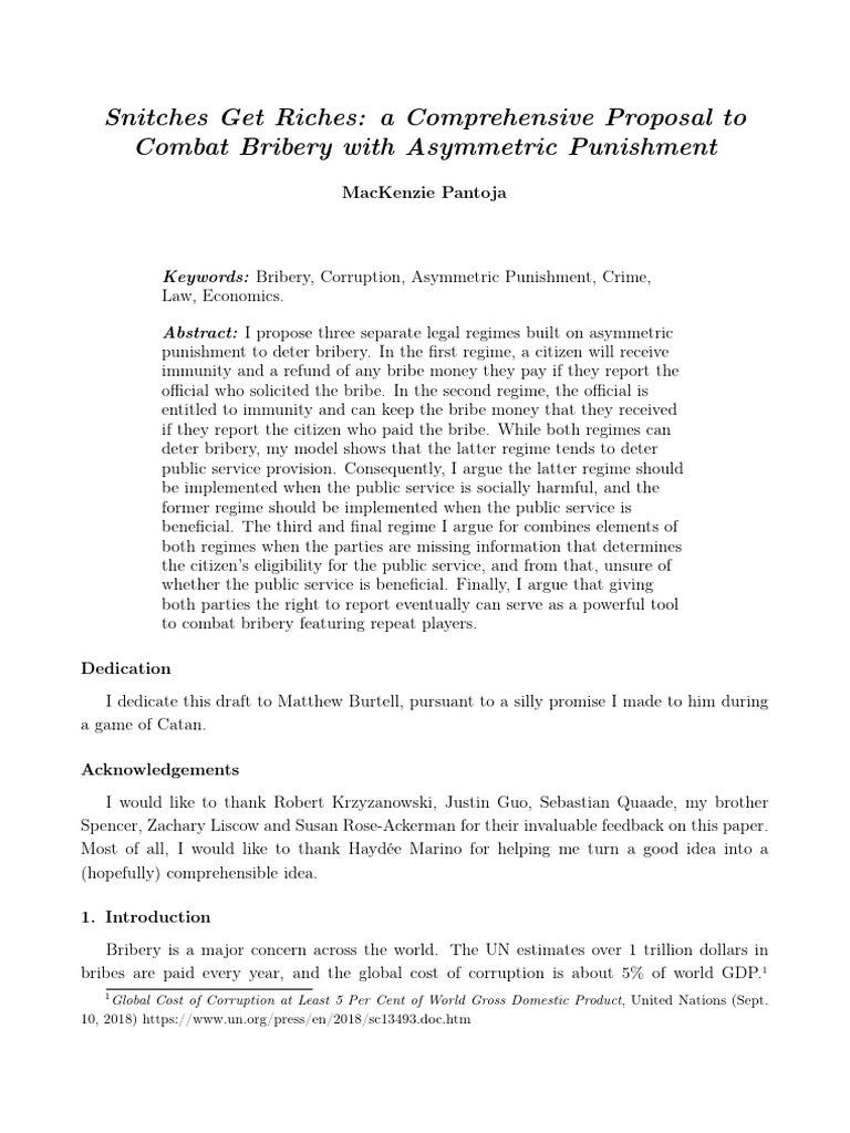 Snitches Get Riches | PDF | Bribery | Politics