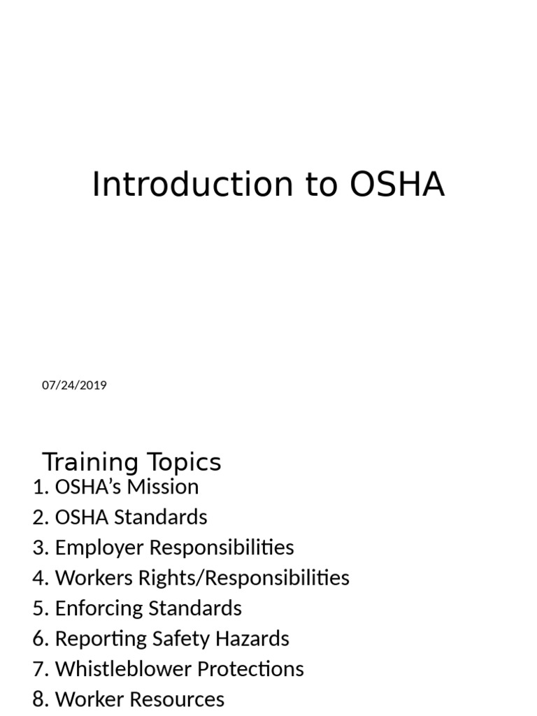Intro To OSHA Presentation | PDF