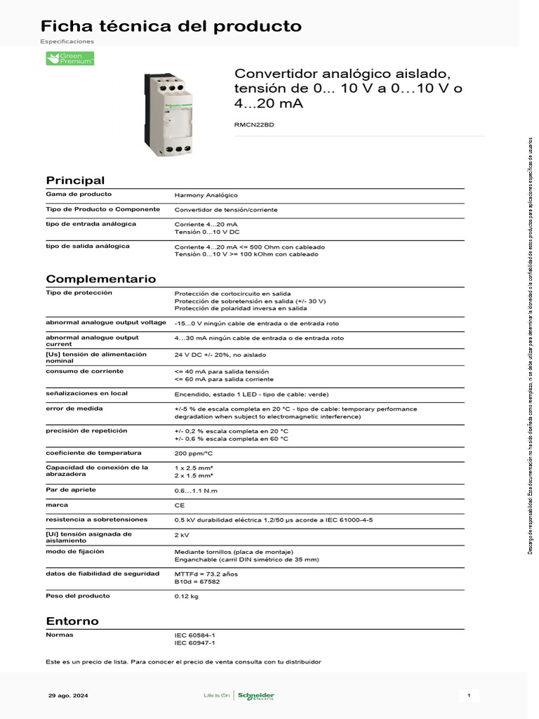 Schneider Electric_Harmony-Analog_RMCN22BD | PDF
