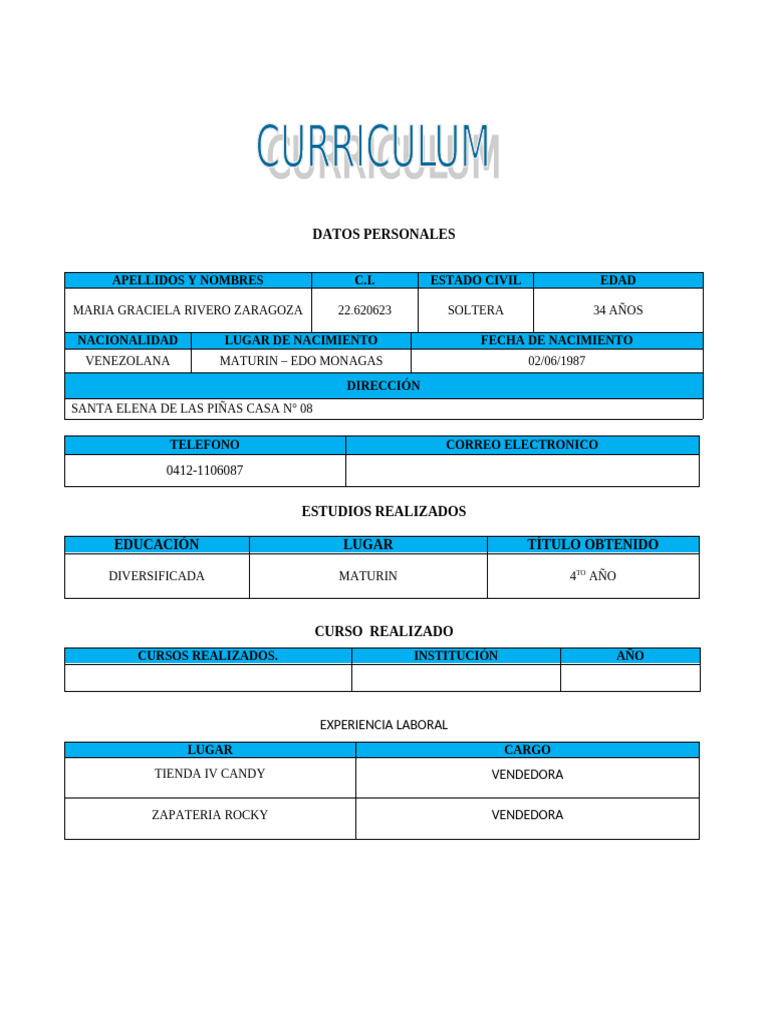 CURRICULUM MARIA | PDF