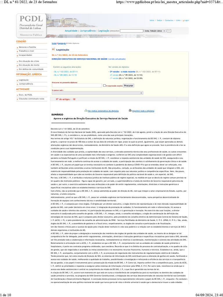 DL N.º 61-2022, de 23 de Setembro | PDF