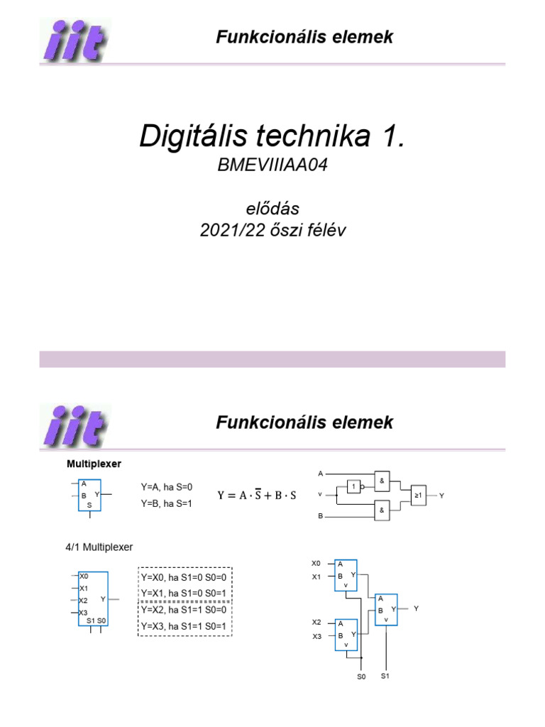 Multiplexer, Komparator, Dekoder - Eloadasdia - D1 | PDF