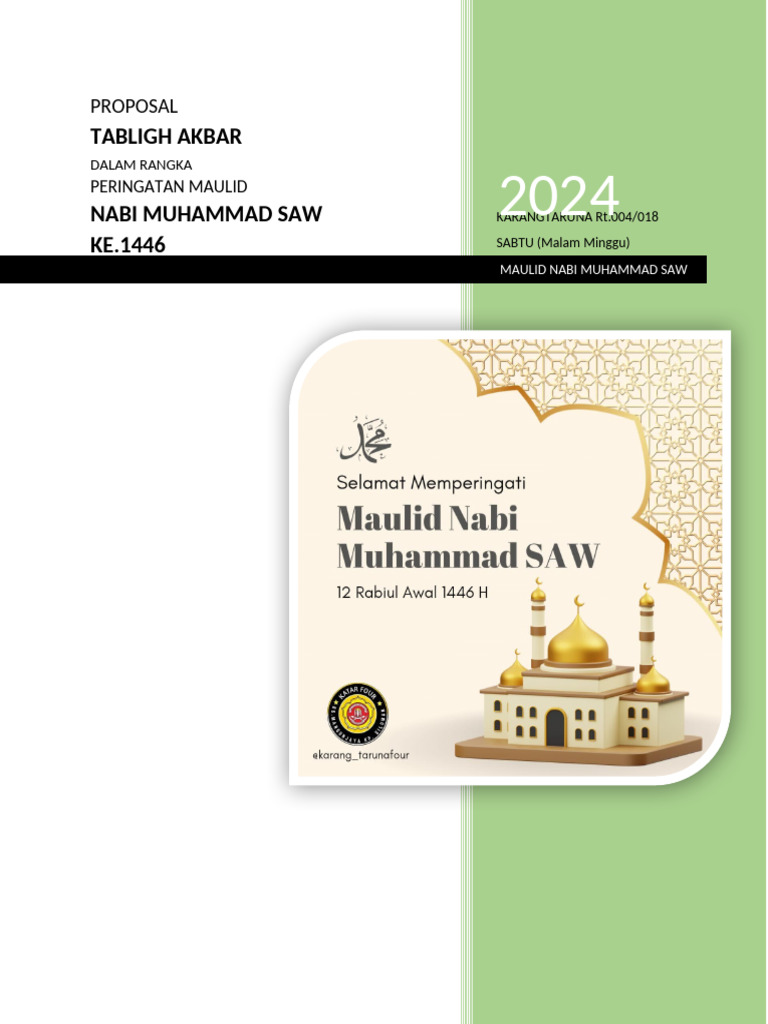 Proposal Maulid Nabi Muhammad - Katar | PDF