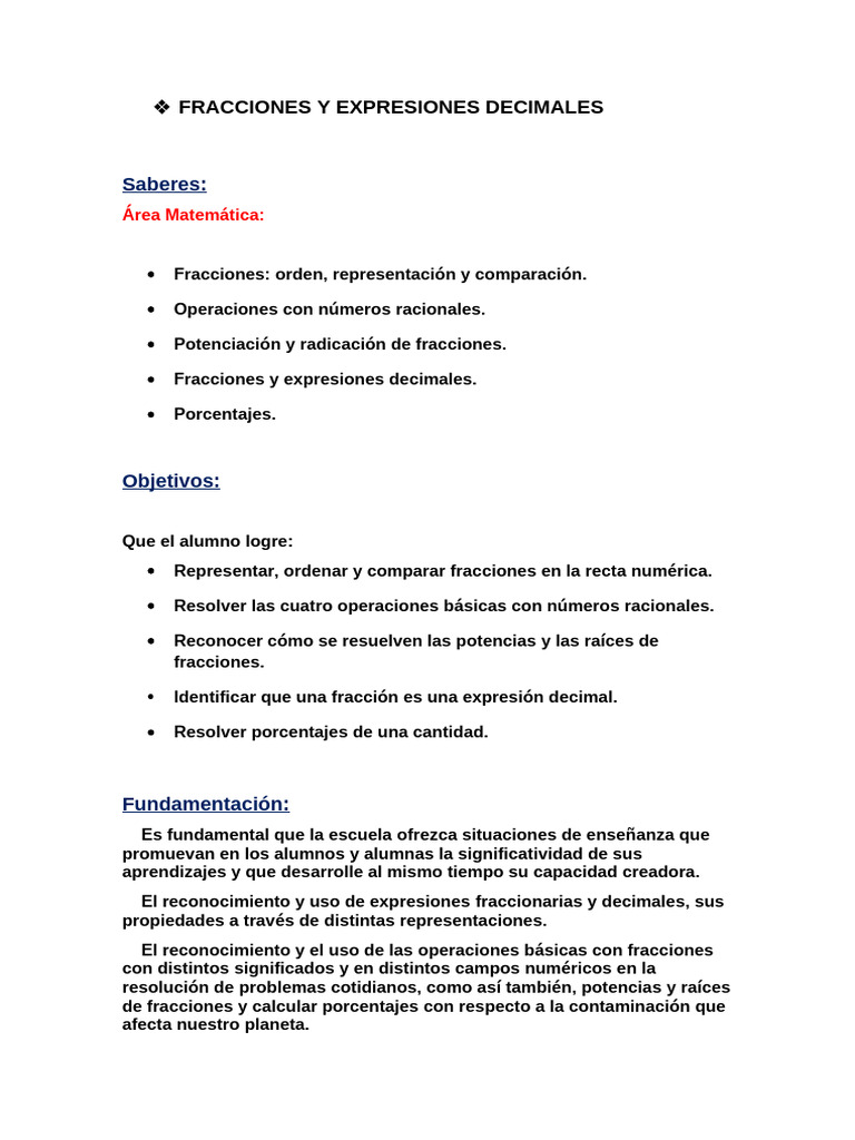 Fracciones y Expresiones Decimales | PDF | Números | Número racional