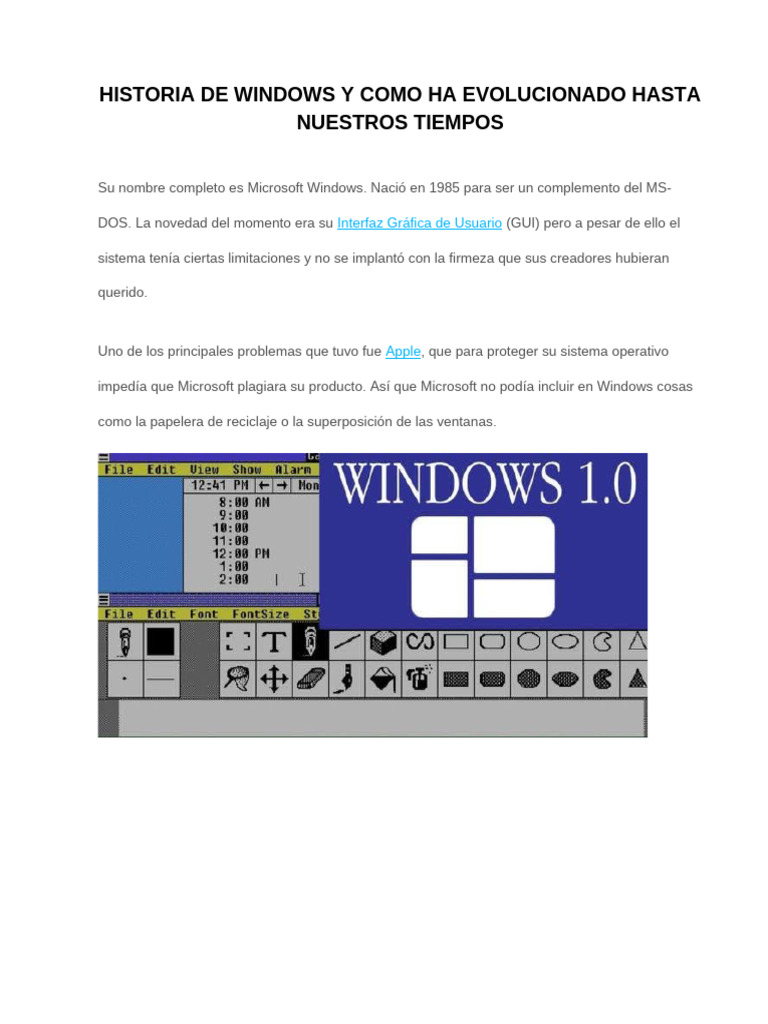 Historia de Windows y Como Ha Evolucionado Hasta Nuestros Tiempos | PDF