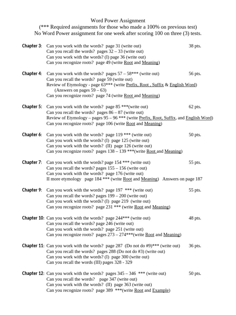 Word Power Assignments | PDF