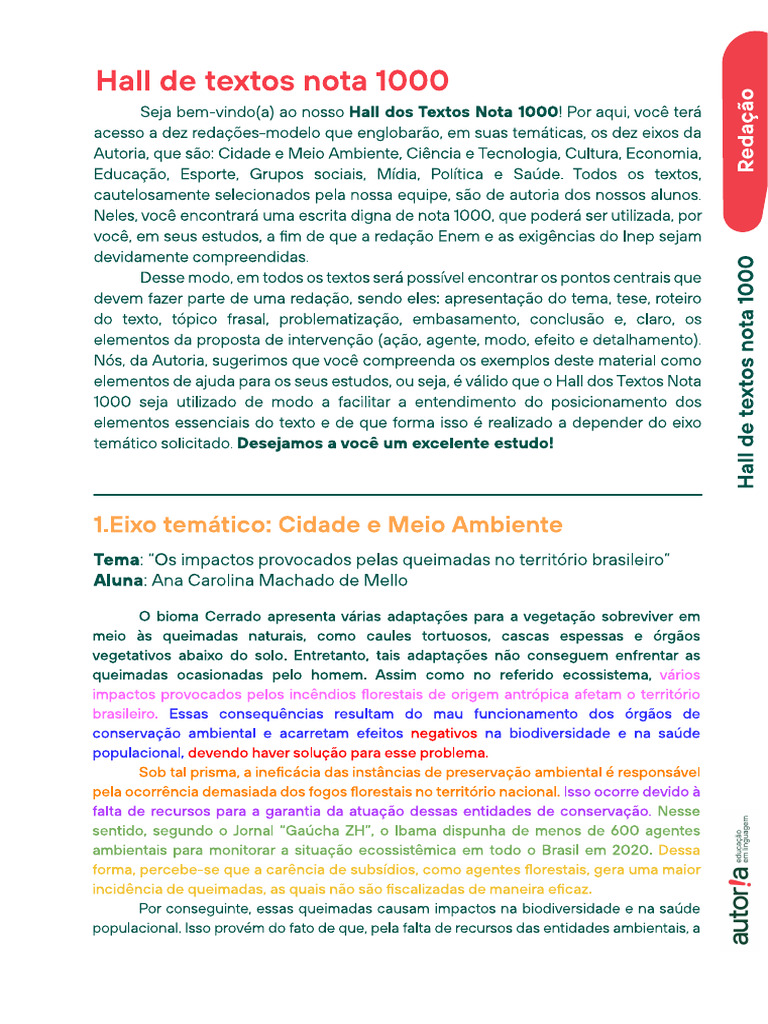 Hall de Textos Nota 1000 | PDF