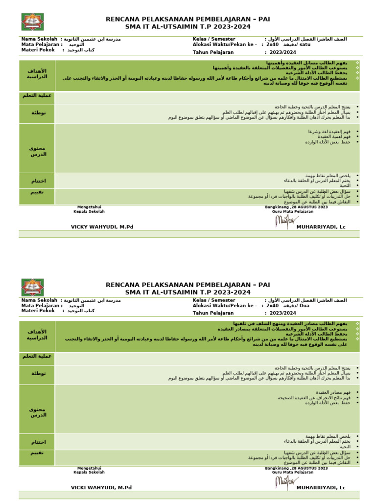 Kelas X - RPP Pai | PDF