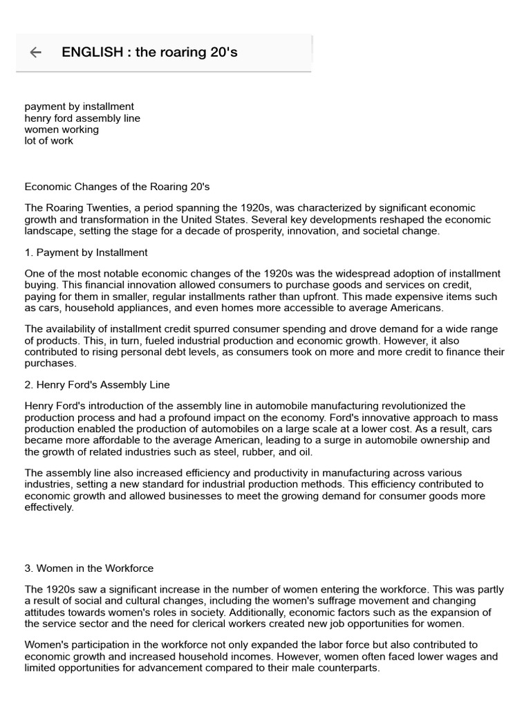 ENGLISH: The Roaring 20's | PDF