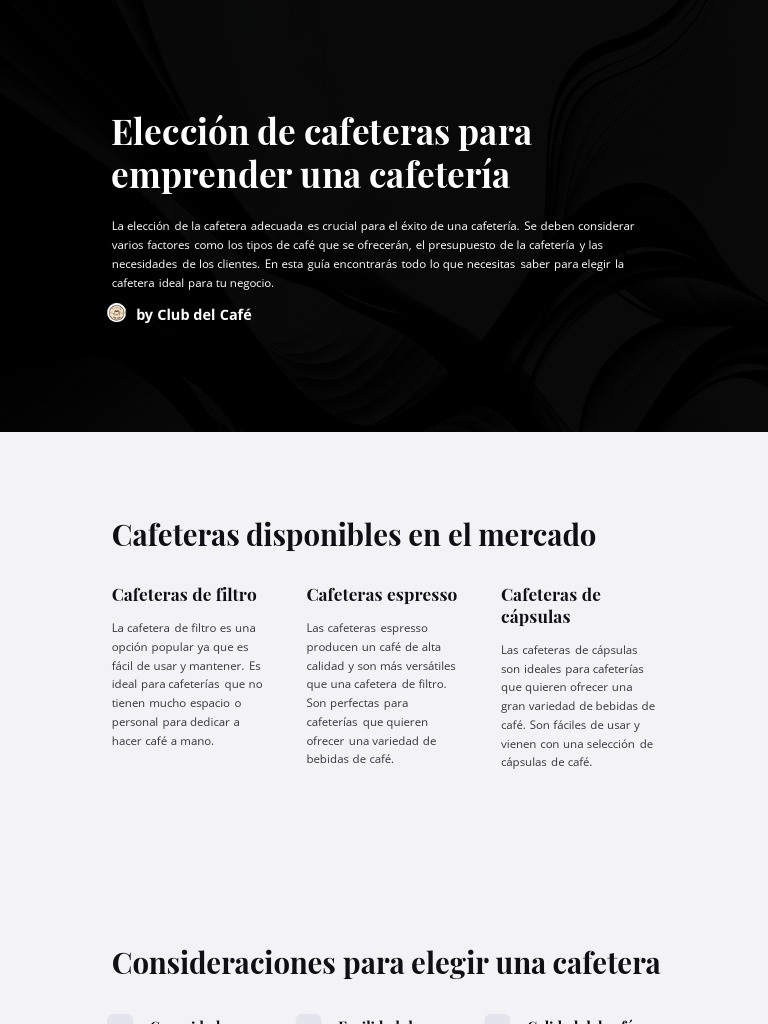 Eleccion de Cafeteras para Emprender Una Cafeteria | PDF