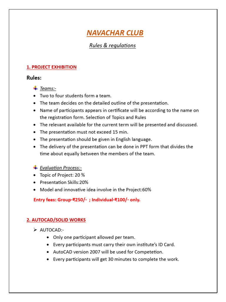 Navachar Club (Tech Fest) Rule Book | PDF