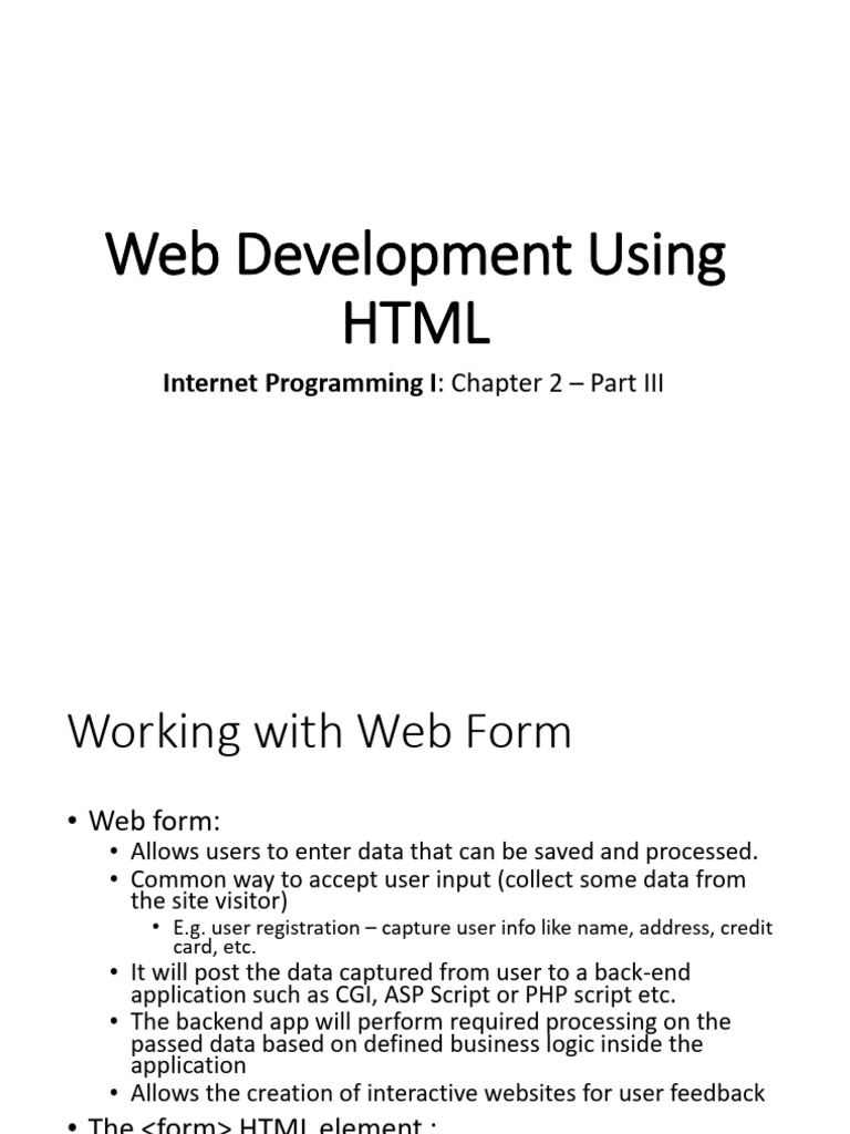 Web Chapter 2 Part III - HTML | PDF
