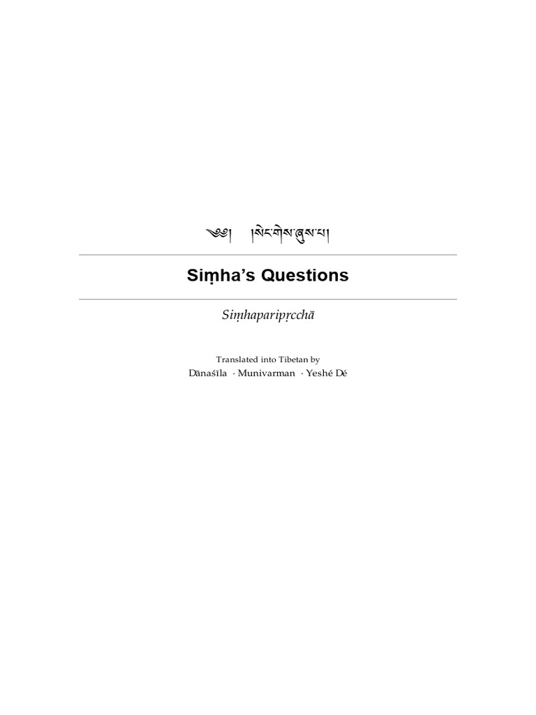 Toh81 84000 Simha S Questions | PDF