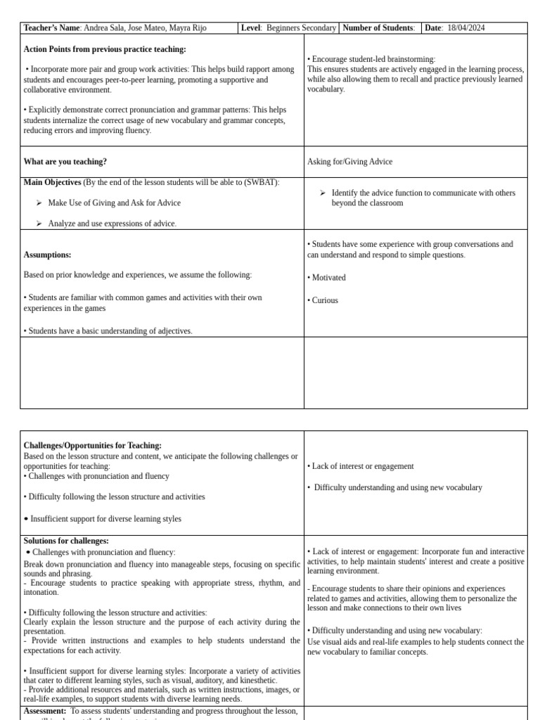 10 Minute-Lesson Plan | PDF