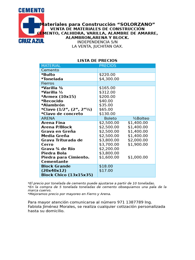 Cotización Materiales | PDF