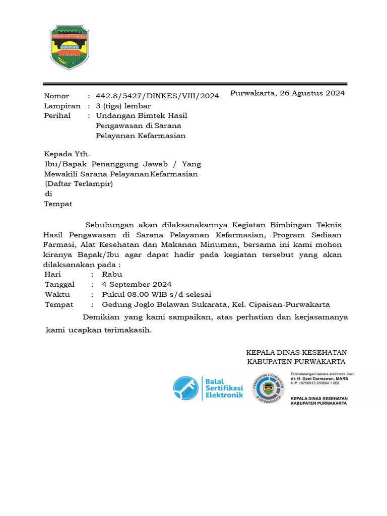 Surat Undangan Bimtek Sarana Kefarmasian 2024-1 - Signed-1 - Signed - Signed - Signed | PDF