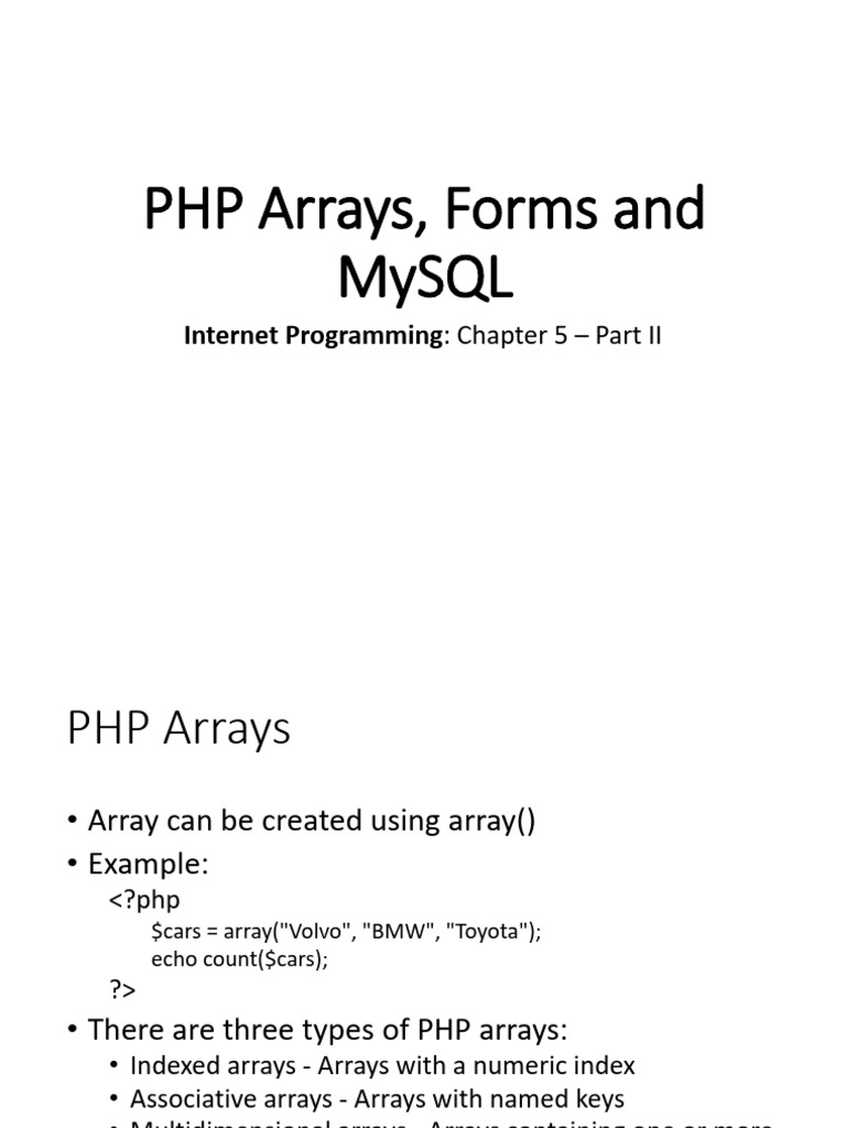 Web - Chapter 5 Part II - PHP | PDF