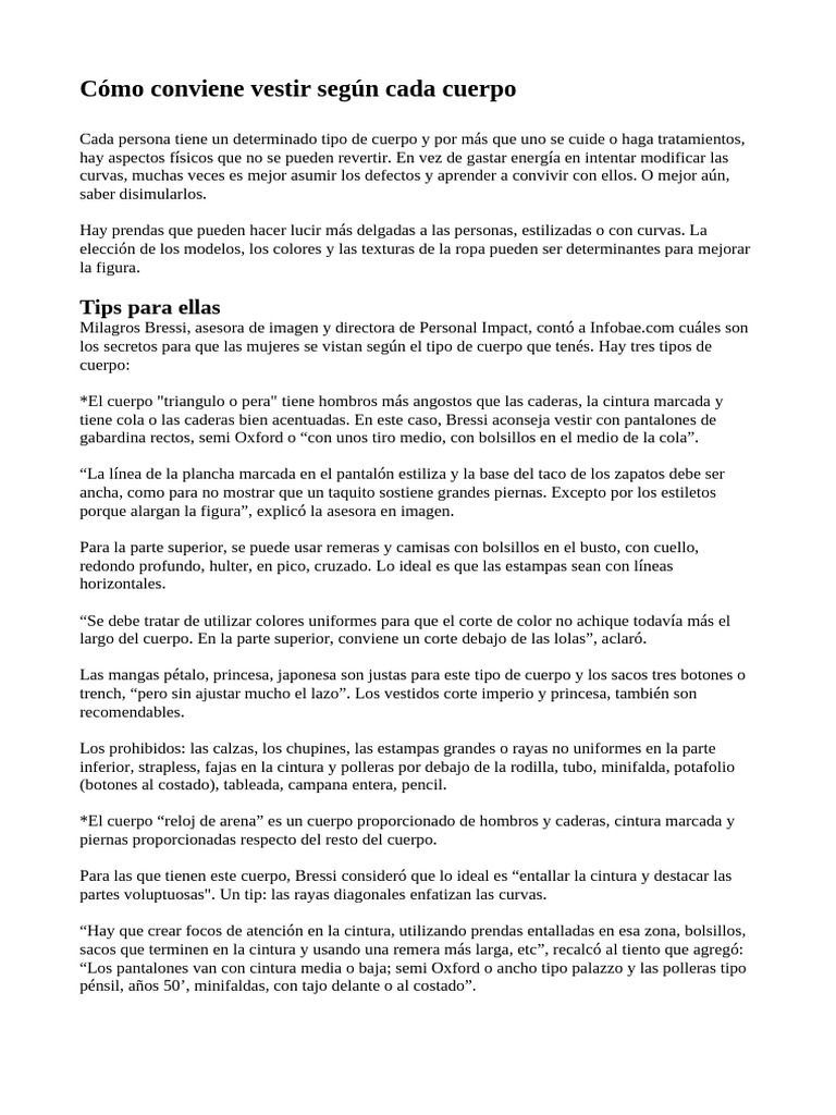 Cómo Conviene Vestir Según Cada Cuerpo | PDF