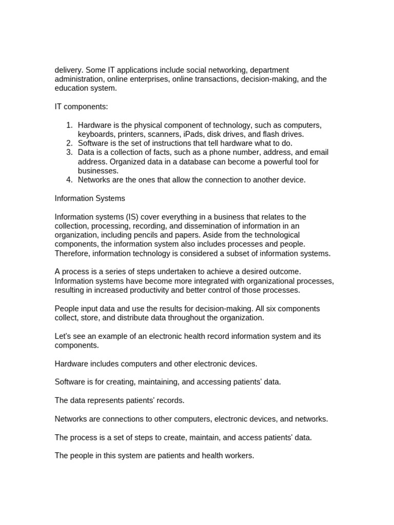 Information Systems Vs Information Technology | PDF