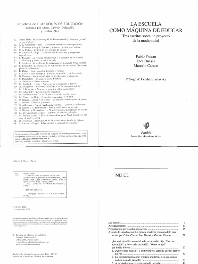 Caruso-La Escuela Como Maquina de Educar | PDF