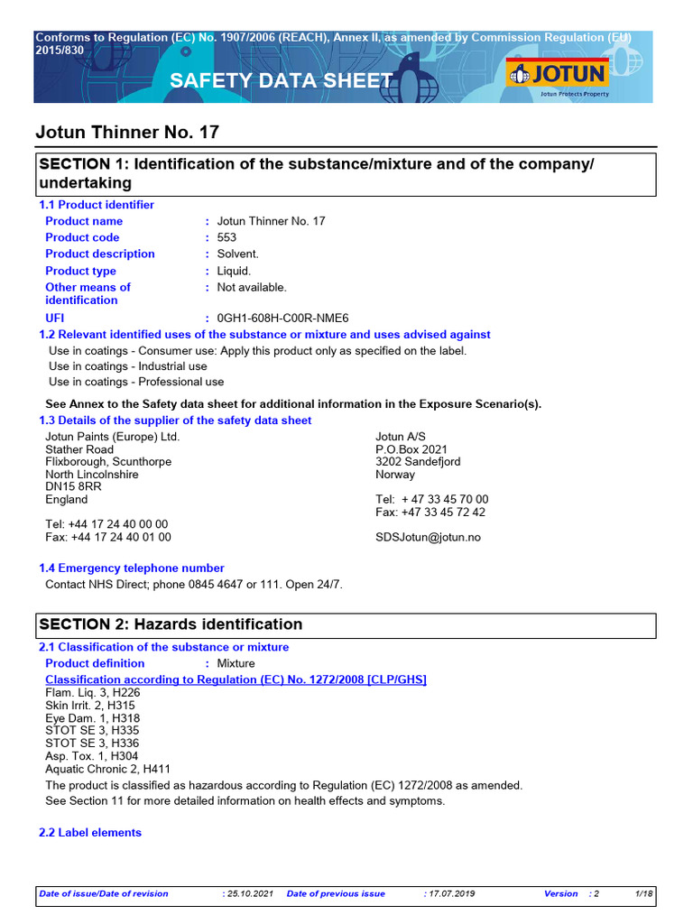 Thinner No.17 SDS | PDF