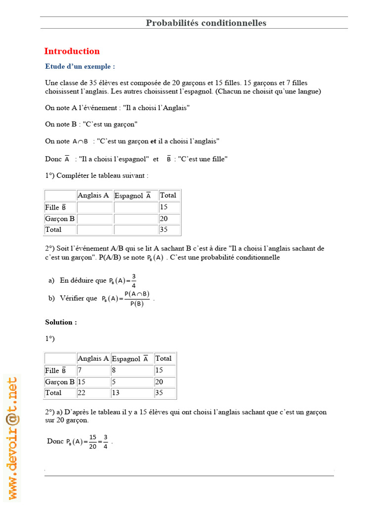 Cours Math - Probabilités Conditionnelles - Bac Math MR Abidi Farid | PDF