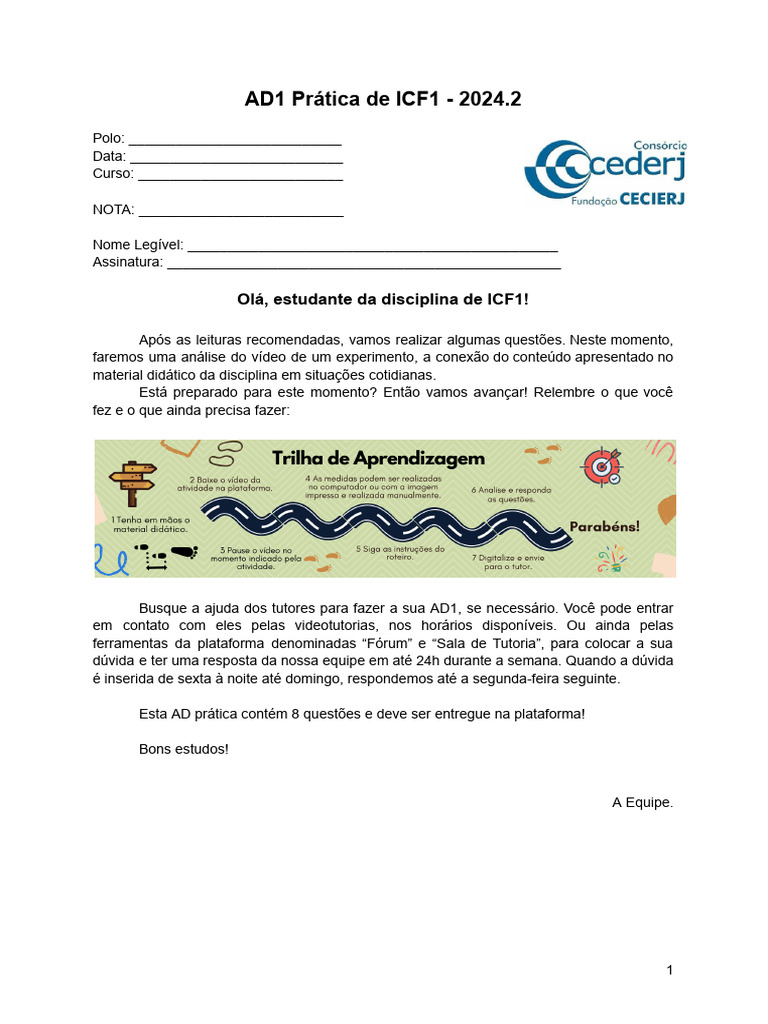 Questões AD1 2024.2 | PDF