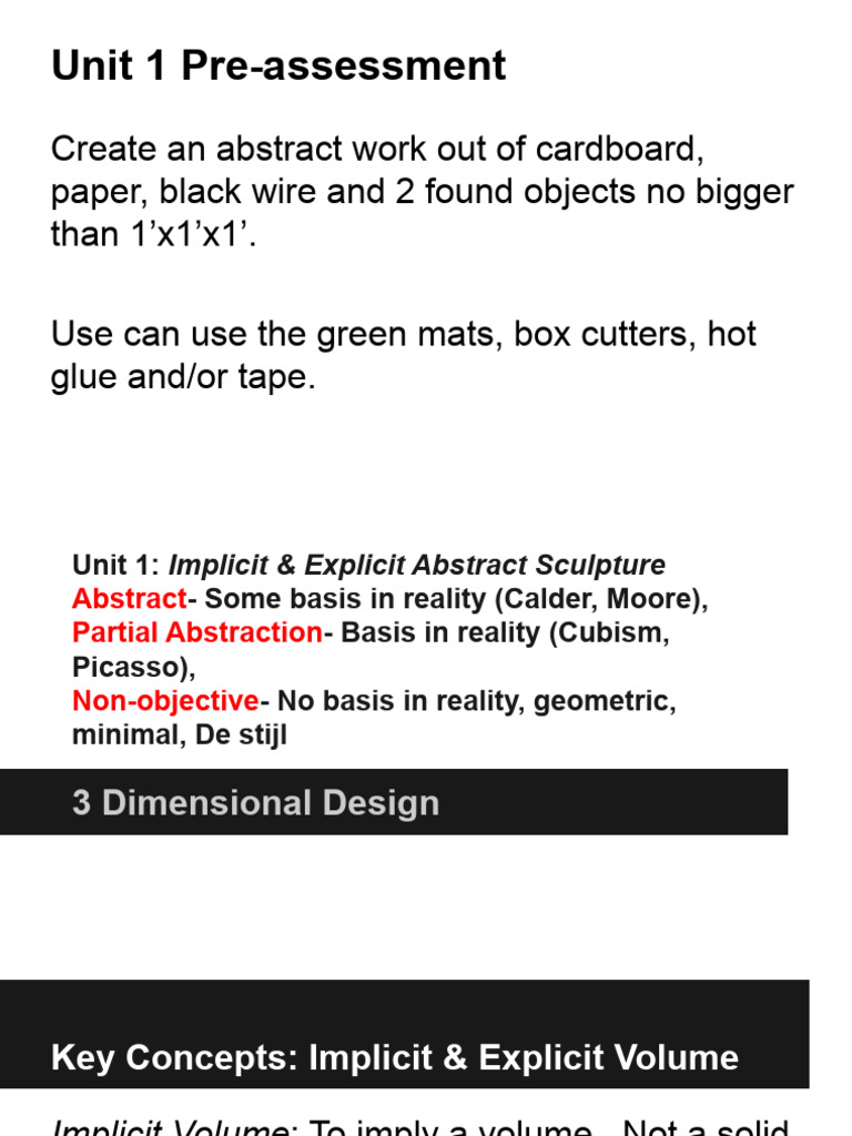 Intro 3D Design Unit 1 - Implicit & Explicit Abstract Sculpture | PDF | Abstract Art | Philosophy