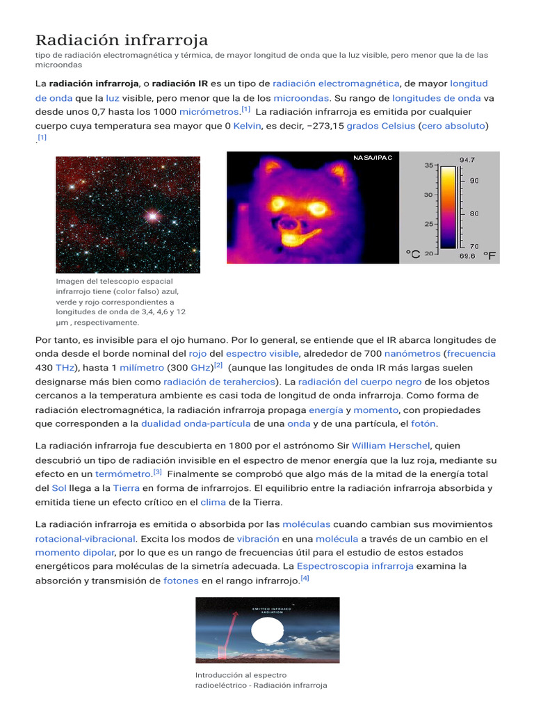 Radiación Infrarroja: Características y Usos | PDF | Infrarrojo ...