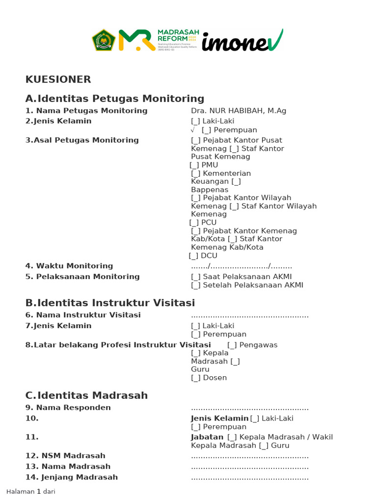 Instrumen Monev Akmi 2024 | PDF
