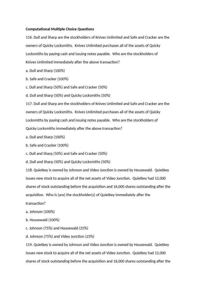 Computational Multiple Choice Questions | PDF