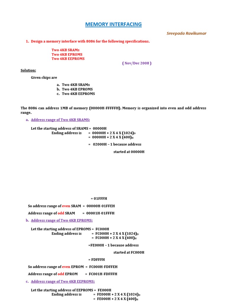8086 Memory Interface Design Guide | PDF