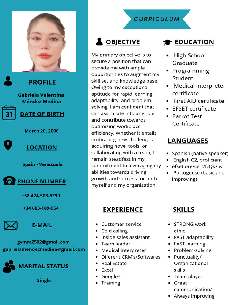 CV GabrielaM EnglishSpanish RecommendationLetter | PDF