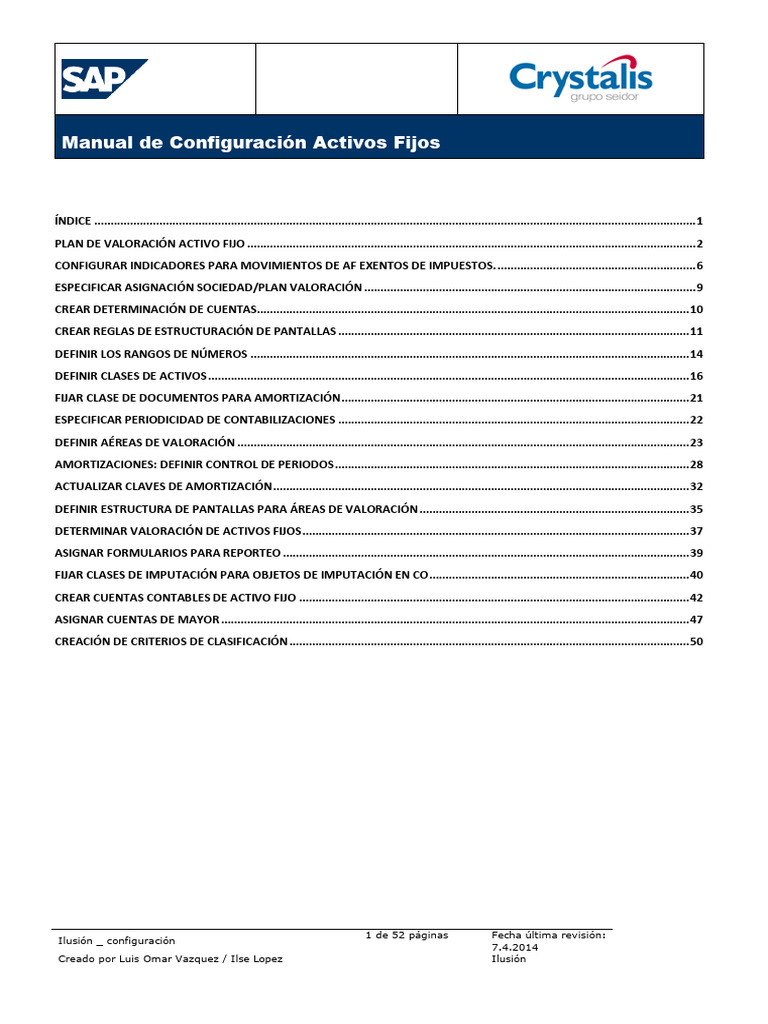 Manual de Configuracion Activos Fijos Versión 1.0 | PDF Manual de Configuracion Activos Fijos Versión 1.0 | PDF