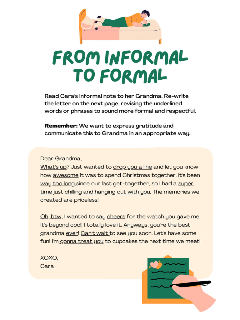 Rewriting an Informal Letter Worksheet | PDF