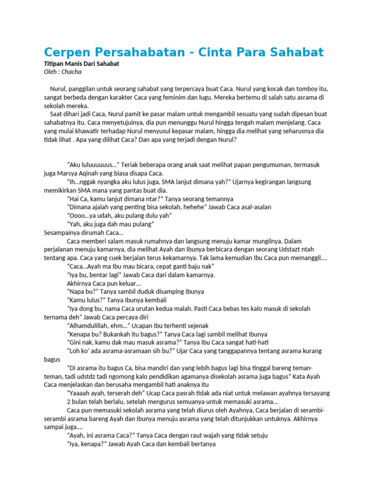 Cerpen Persahabatan 1 | PDF