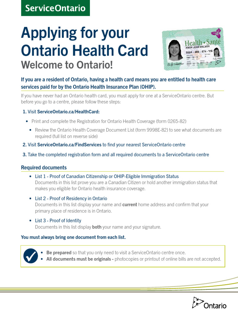 Applying For Your Ontario Health Card | PDF