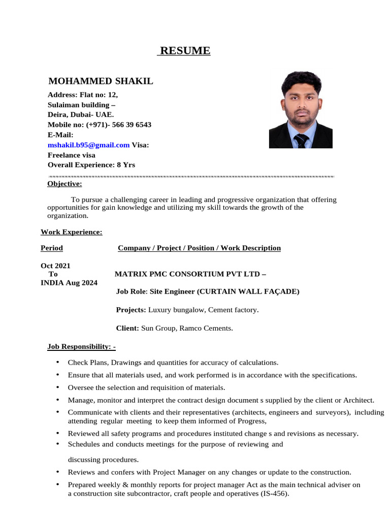 Mohamed Shakil Resume FACADE | PDF