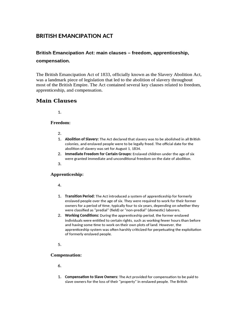 British Emancipation Act | PDF
